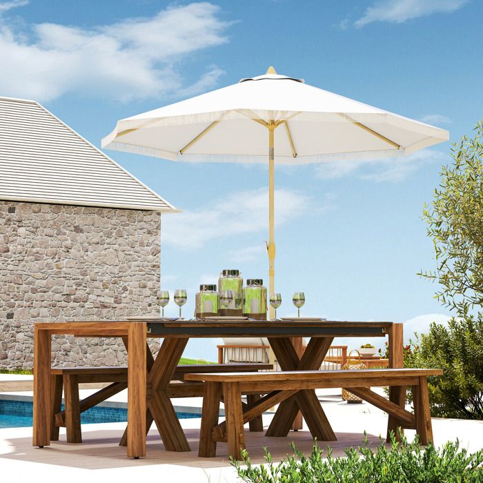 Parasol de jardin inclinable parasol avec manivelle à franges style ...