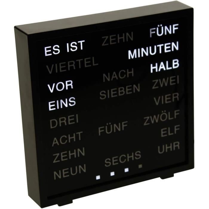 \ Horloge De Mots Led - Word Clock Allemand \ Noir \ 17X16.5 Cm[H1 ...