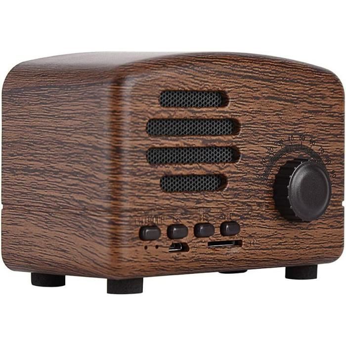 Enceinte Portable Rétro Bluetooth Haut-Parleur Bois Bureau Fm Radio ...