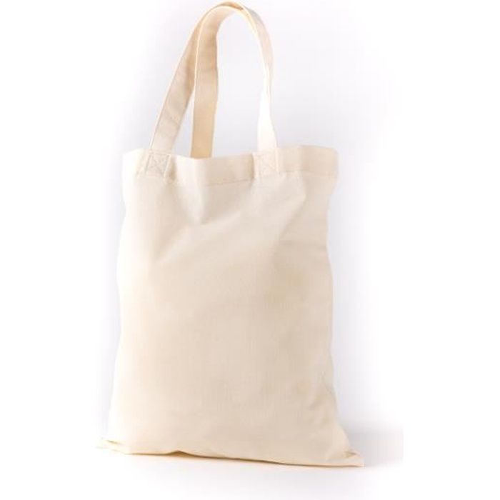 Sacs en coton naturel 38x42cm courtes anses Tote bag naturel ...