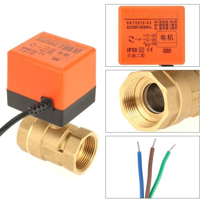 Garosa Vanne à bille motorisée 1 pc AC 220 V G1-1 / 4 DN32 2 voies 3 fils contrôle 2 points en ...