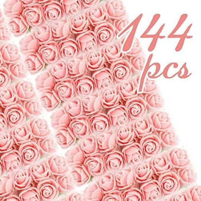 144 pièces 2.5cm ruban fil PE faux mousse rose fleur tête mariage boîte ...