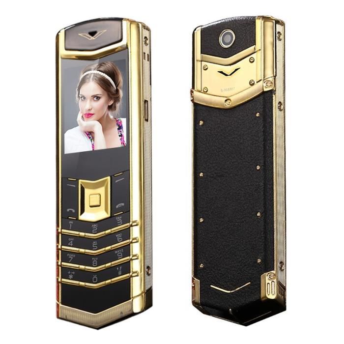 Téléphone portable de luxe 2G GSM Bar avec clé russe, boîtier ...