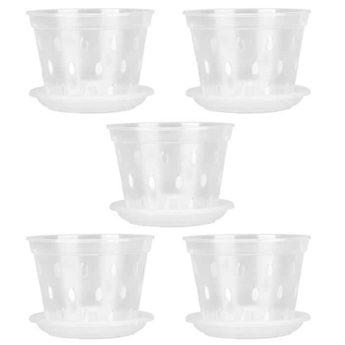 ESTINK Lot de 5 pots à orchidée transparents avec trous et soucoupes ...