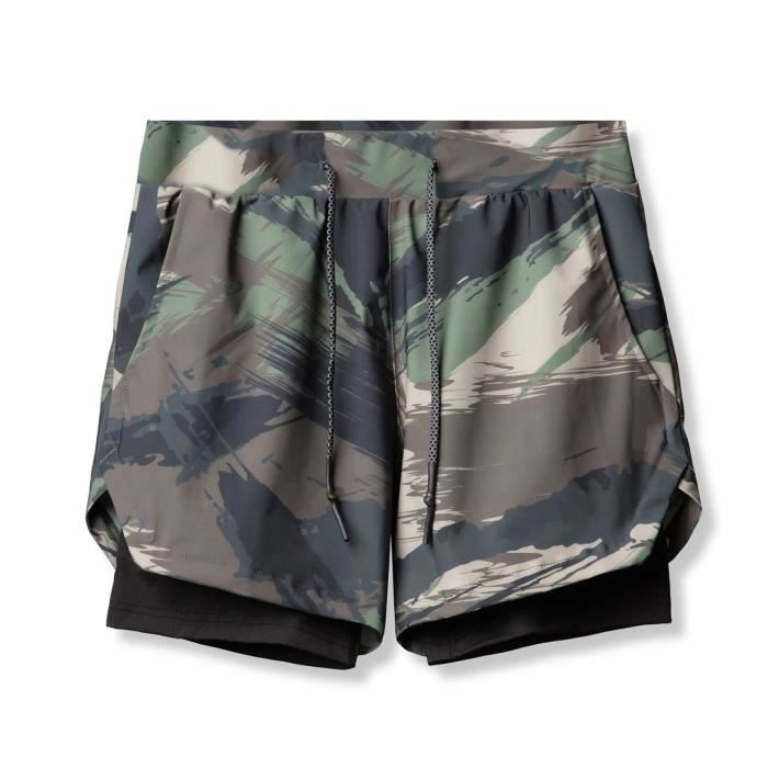 IEFIEL Short Course Homme 2 en 1 Doublure Poche Telephone Séchage ...
