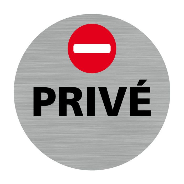 Pictogramme Privé (Q0458) Diamètre 83 mm Plaque Aluminium Brossé ...