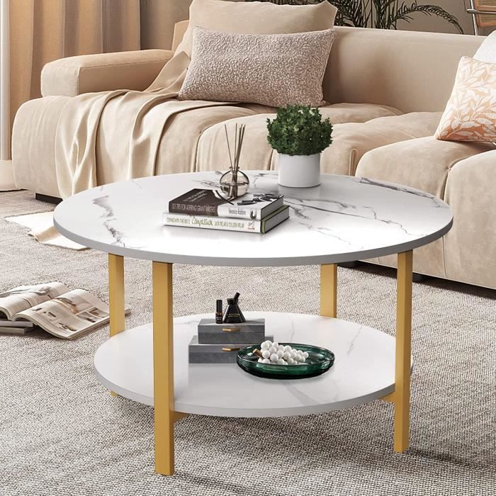 VOWNER Table Basse Ronde, Table Basse Salon, Table D'appoint, Table ...