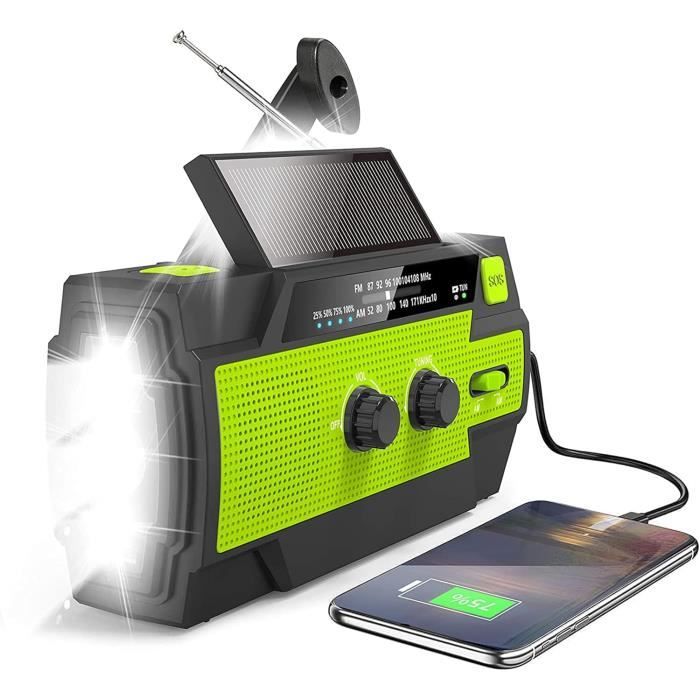 Radio Rechargeable À Manivelle Solaire À Manivelle Alimentée Par Dynamo ...