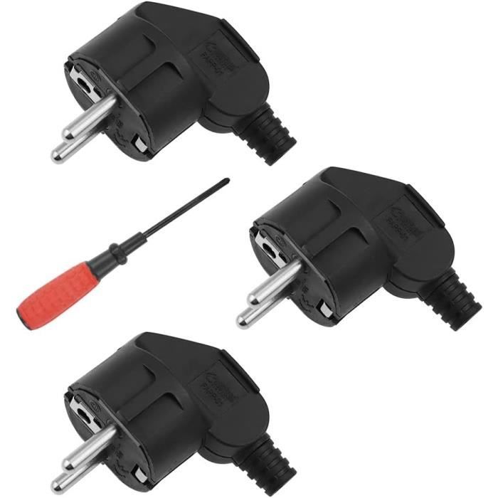 Lot De 3 Fiches Schuko En Plastique Européen Avec Protection Anti ...