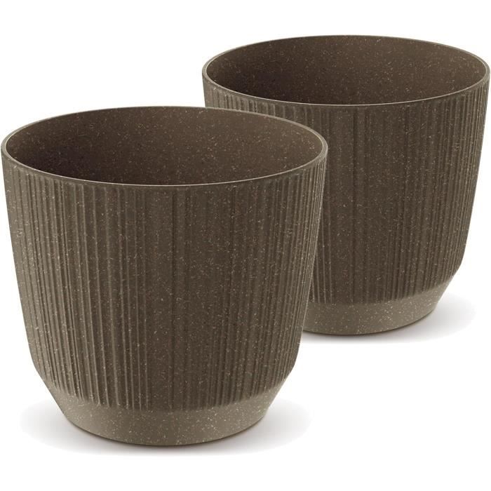 Lot de pots de fleurs en plastique - mat - rond - Diamètre : 20 cm ...