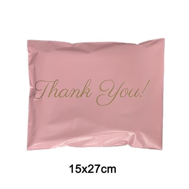 ENVELOPPE,15x27cm Thank you--Enveloppes étanches roses en plastique ...