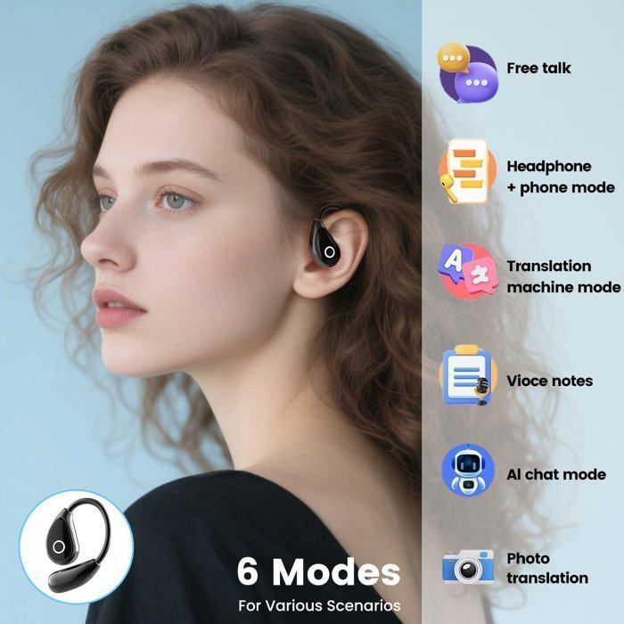 OPQRSTA-AI Instant Language Translator-Non In Ear Bluetooth 5.4 ...