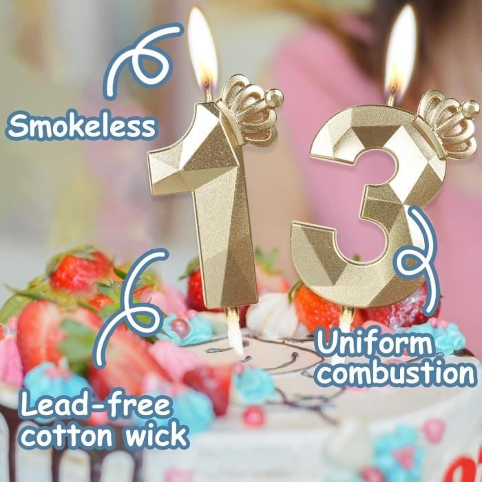 Bougie Anniversaire 30, Bougie Anniversaire Or Avec Couronne, Gâteau Décoré 30 Ans Anniversaire ...