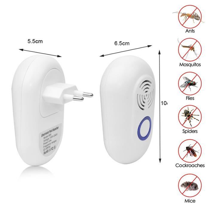 Répulsif Ultrason Anti-Rongeurs Insectes, 2 pcs Répulsif Électronique ...