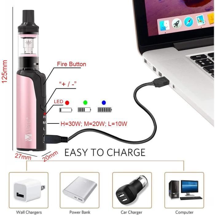 Original Vaptio COSMO Vape Pen KIT 30W 0,7ohm-1,6ohm Bobines Duals ...