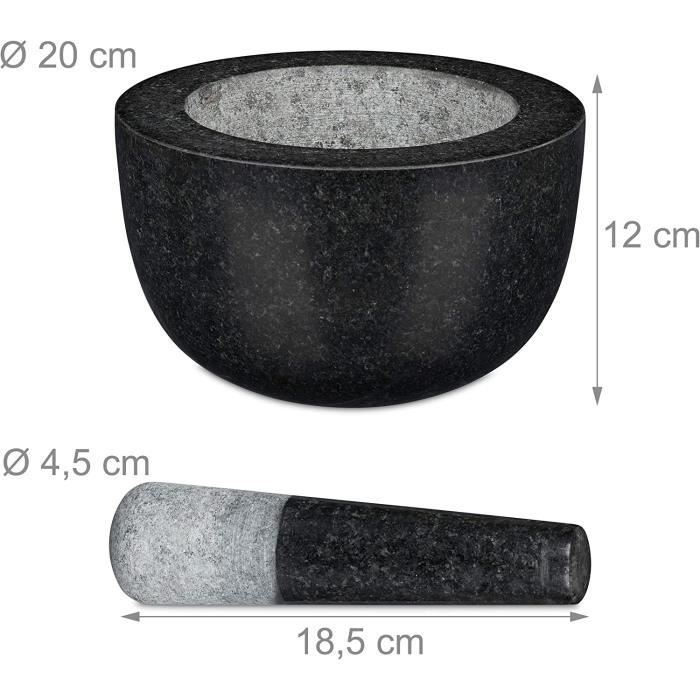 Mortier et pilon, en granit, poli, longue vie, épices et herbes,750 ml ...