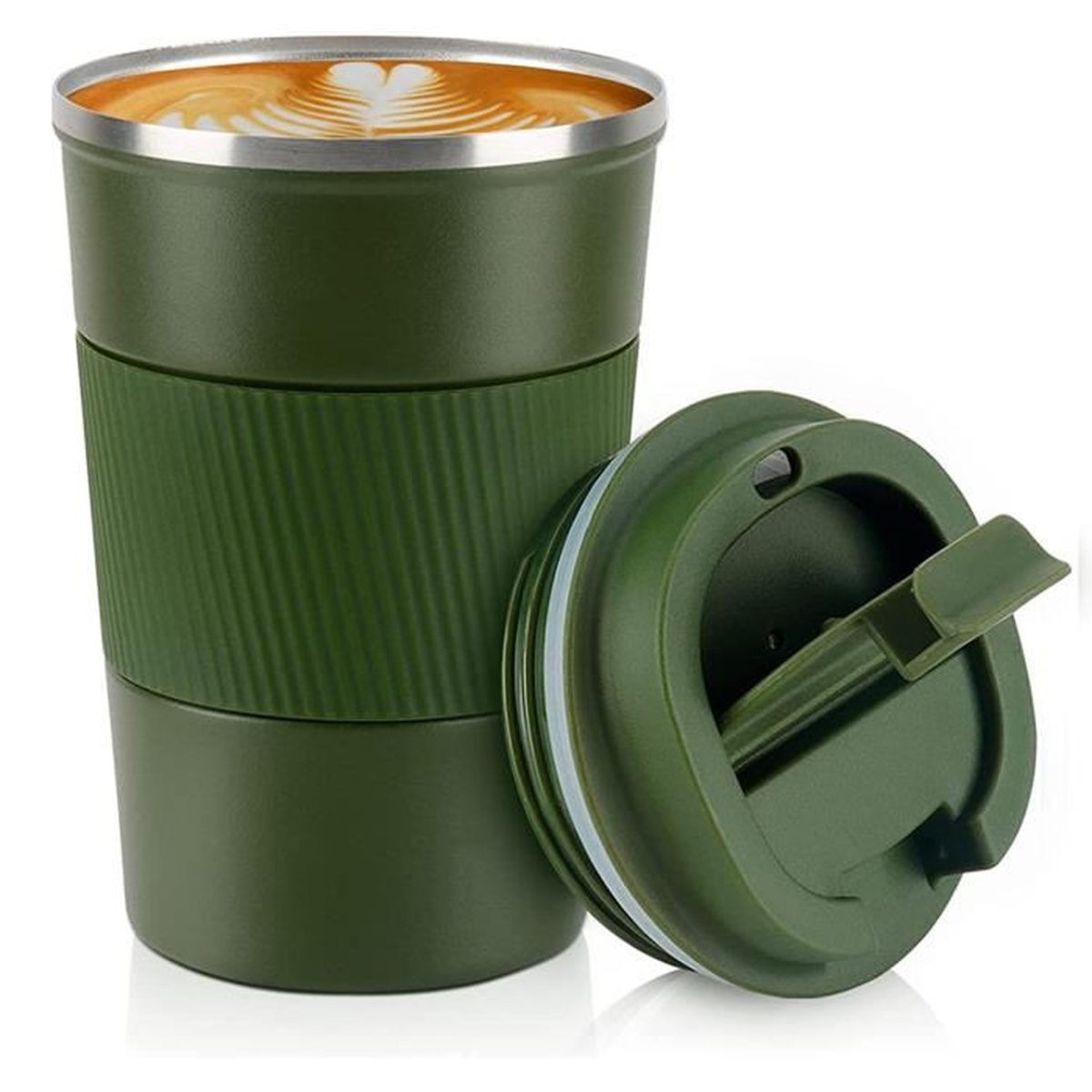 Tasse isotherme 380 ml avec couvercle antifuite double, Mug ...