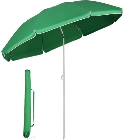 Parasol Ø 160 cm inclinable pour Patio Jardin Balcon Piscine Plage Vert ...