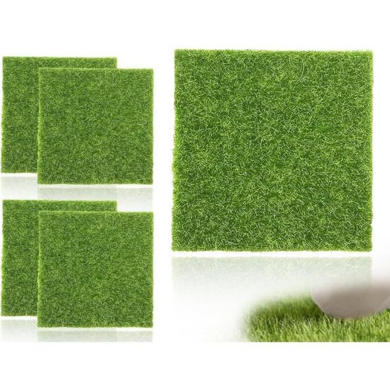 4 Pièces Gazon Artificiel, Tapis De Gazon Artificiel 15X15Cm, Décorations Miniatures De Gazon ...