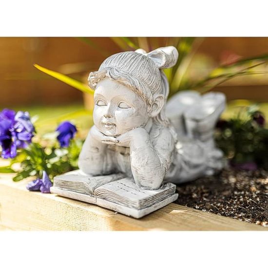 Grande statue de jardin en résine effet pierre représentant une fille ...