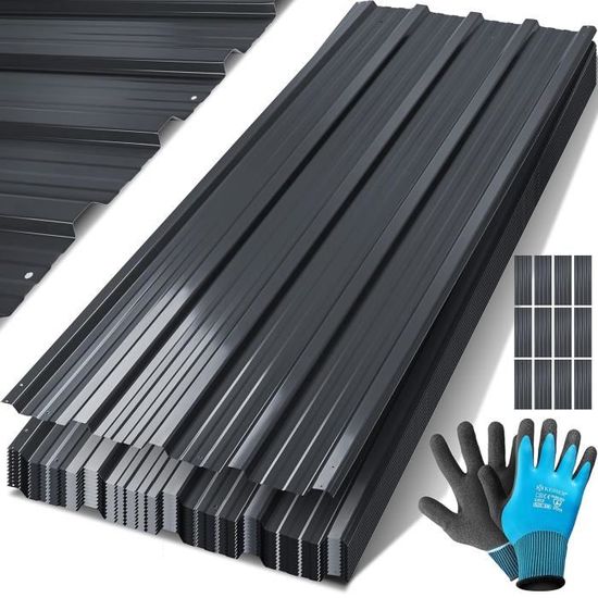 SER 12 plaques de tôle profilée trapézoïdale 129 cm x 45 cm 7 m² Tôle ...