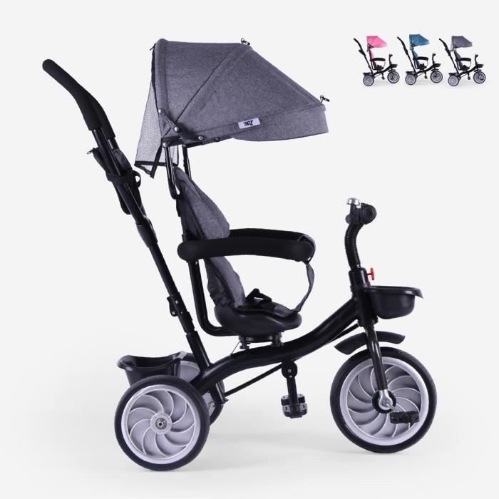 Poussette tricycle 3en1 - Zoe - Lally - Siège pivotant - Couleur gris ...