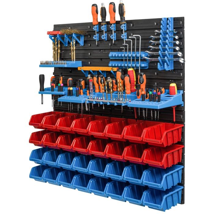 Panneau mural pour outils - Botle - 77 x 78 cm - 32 boîtes en plastique ...
