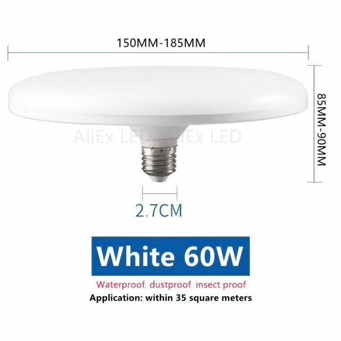 (E27 UFO 60W 220V|Cold White)Ampoule LED E27 220V, lampe UFO, blanc froid, 15W 20W 40W 50W 60W ...