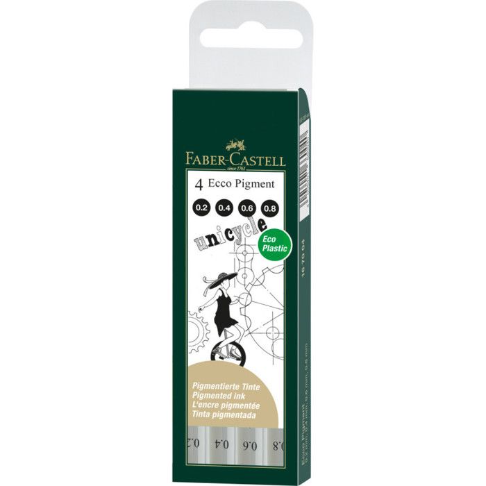 Feutre fin - Faber-Castell - ECCO PIGMENT - Noir - Pack de 4 - Pointe ...