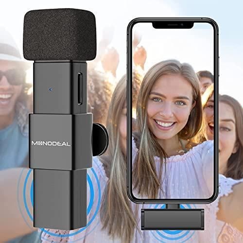 MonoDeal - Microphone Lavalier sans fil - Microphone Bluetooth pour iPhone/Android/ordinateur ...