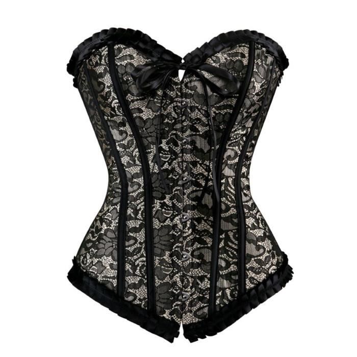Bustier femme,Femmes Vintage Floral Dentelle Corset Sexy Brocart Corset ...