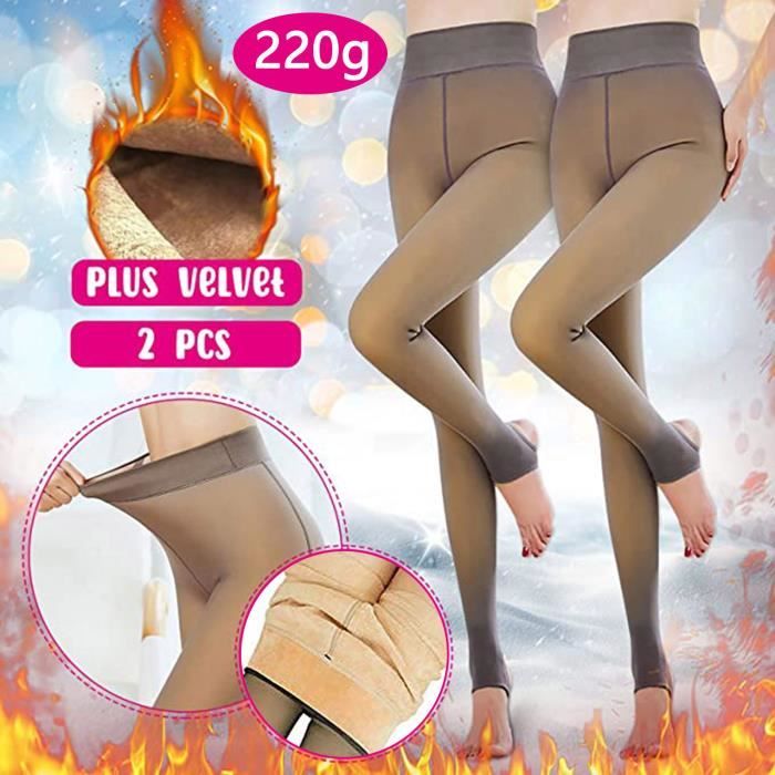 Collants translucides pour femmes à la mode Keep Warm plus collants en polaire Café Café ...