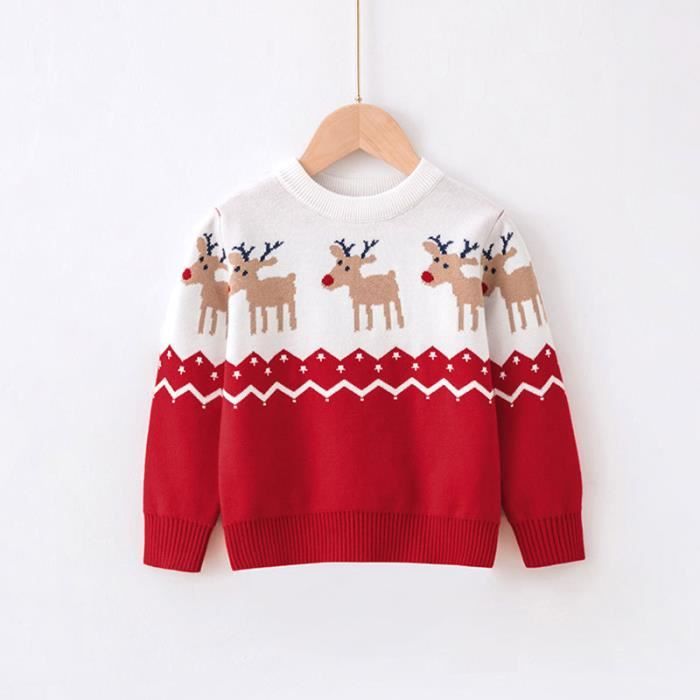 Pull Enfant de Noel en Tricot Manches Longues Pullover Imprimé Col Rond ...
