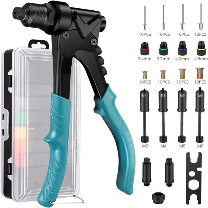 Pistolet À Écrou À Riveter 3 En 1 Kit 10" Pince Écrou Rivet ...