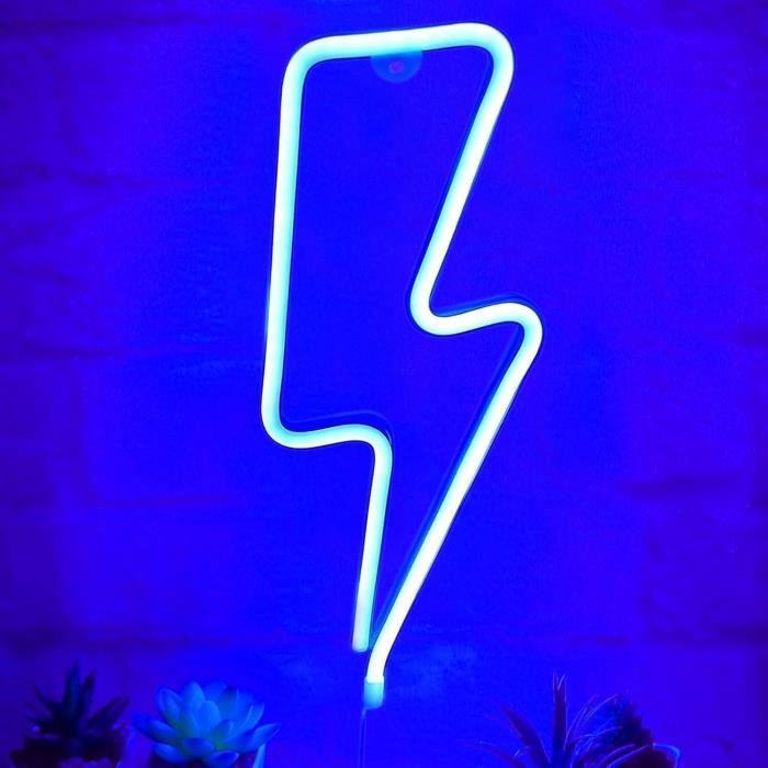 Lightning Neon Sign, Bleu Foudre Led Enseigne Au Néon Lumière, Usb ...