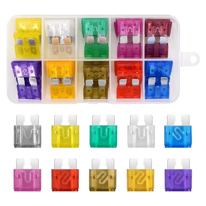 Colexy 50Pcs Moyenne Fusible Voiture Set + 1 Extracteurs de Fusibles, Plats Fusibles Pour Auto ...