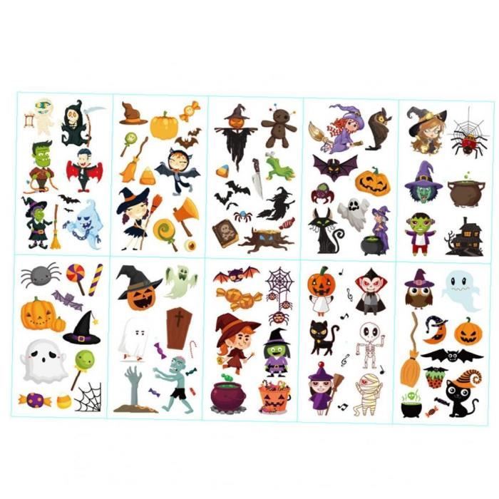 Stickers de tatouage d'Halloween Crâne de citrouille temporaire ...