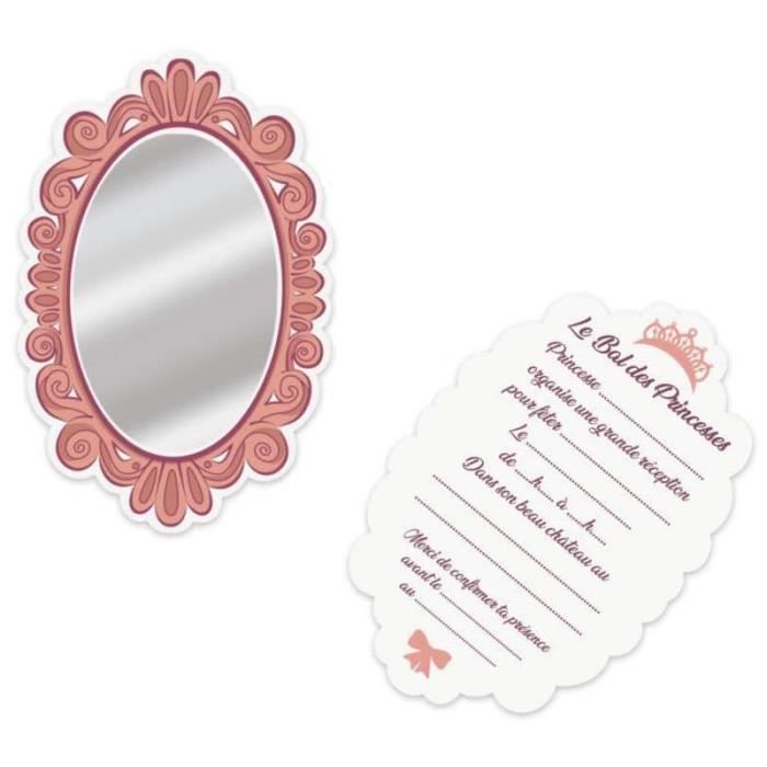 6 Cartes d'invitation "miroir de princesse" (fête anniversaire enfant ...
