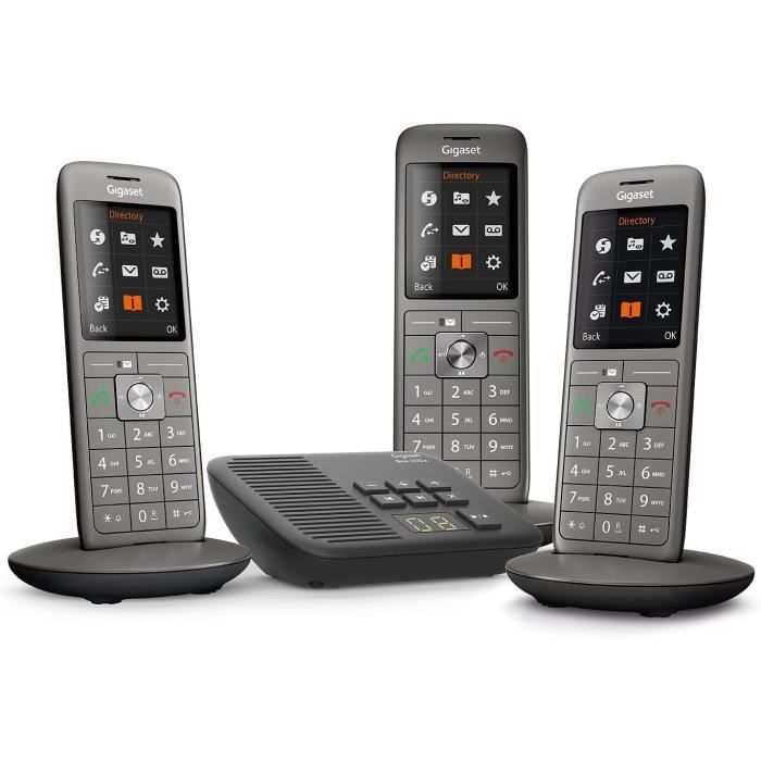 Cl660A Trio - Téléphone Fixe Sans Fil - Répondeur - 3 Combinés - Gris ...