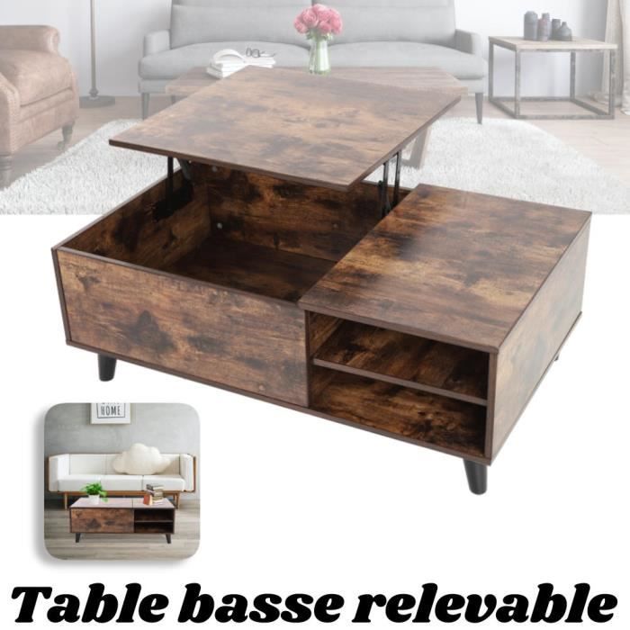 DAM-Table basse élévatrice en MDF et Bois 100x60x36cm avec joint 4 pcs ...