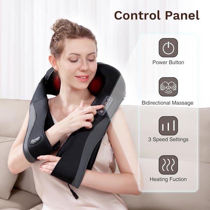 Électrique Masseur Cervical pour Dos et Cou avec Chauffage, Appareil Massage avec Rouleaux de ...