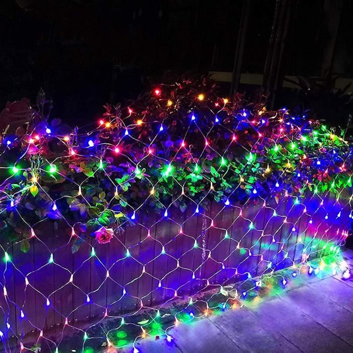 Filet Lumineux Solaire, 200Leds 3M * 2M Balcon Clôture Mesh Fairy Light ...