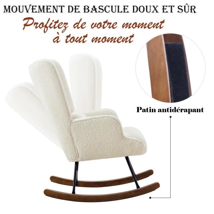 Fauteuil à Bascule Chaise Berçante Allaitement Bébé en Tissu Bouclette ...