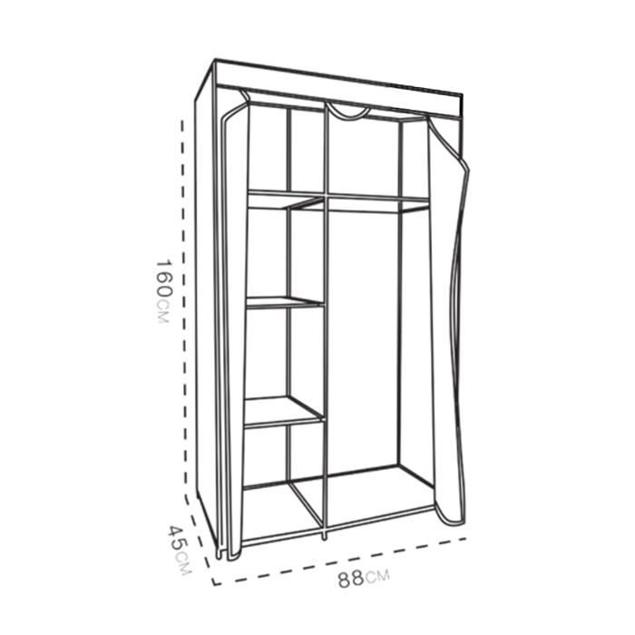 Armoire de rangement penderie dressing en toile coloris noir - Longueur ...