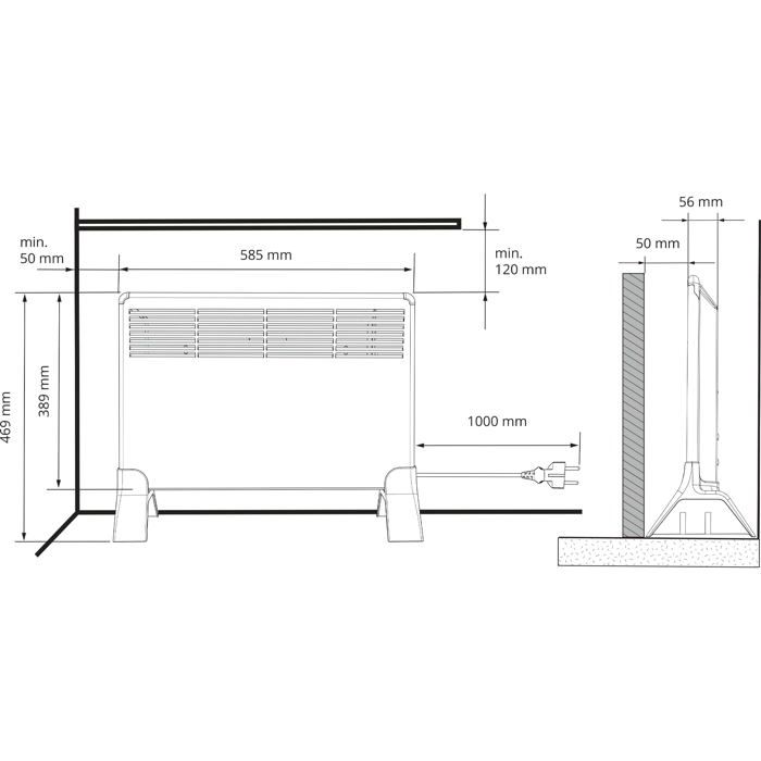 Radiateur électrique - EPSON - BETA5-MP - 500 W - Convection - Mobile ...