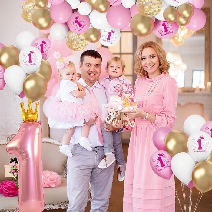 Decoration Anniversaire 1 An Fille, Ballon Anniversaire 1 An Rose ...