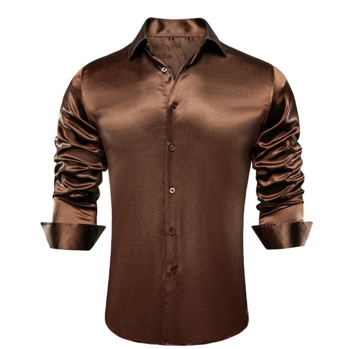 Chemise-chemisette,Hi-aught-Surchemise en satin uni à manches longues ...
