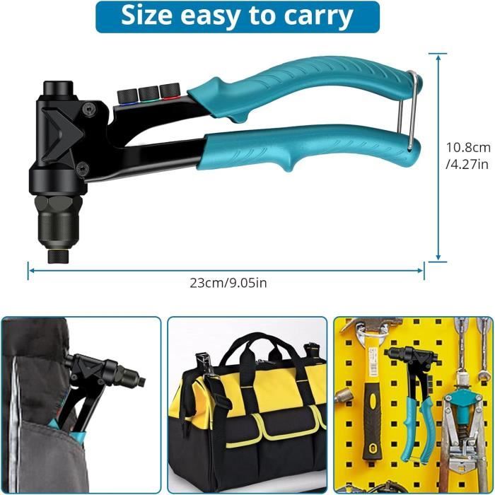 Pistolet À Écrou À Riveter 3 En 1 Kit 10" Pince Écrou Rivet ...