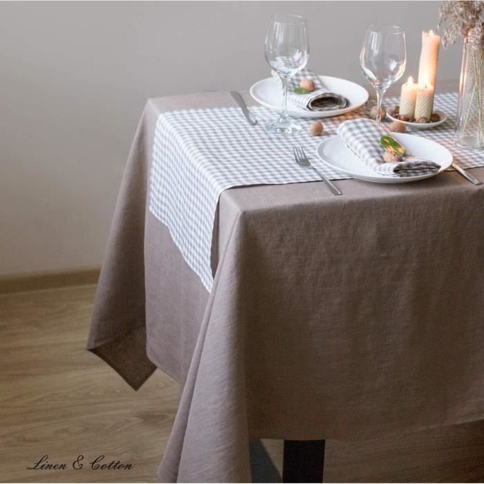 Nappe De Table En Tissu Drap De Table À Manger Hygge - 100% Lin Beige ...
