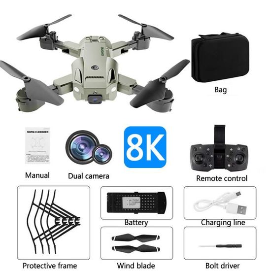 Caméra kaki 8K 2 - Drone Professionnel GPS HD 5G pour Touriste, Caméra ...